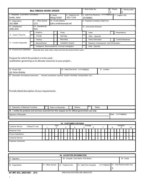 AF Form 833
