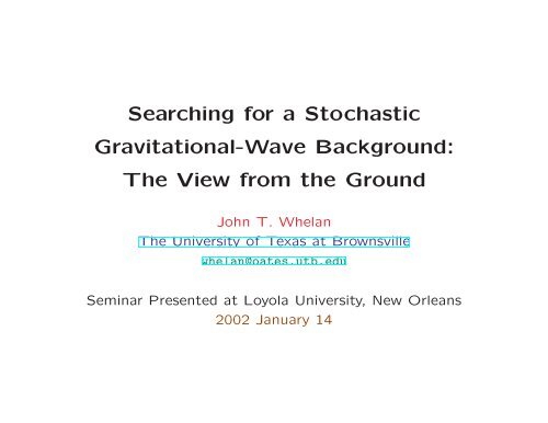 Searching For A Stochastic Gravitational Wave Background The