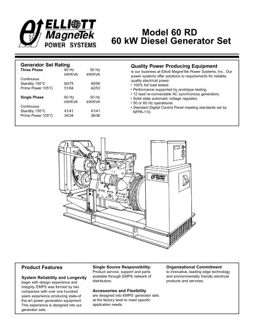 Model 60 RD 60 kW Diesel Generator Set - Western Machinery ...