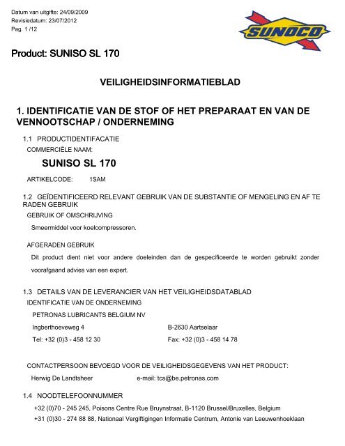 SUNISO SL 170 - Sunoco
