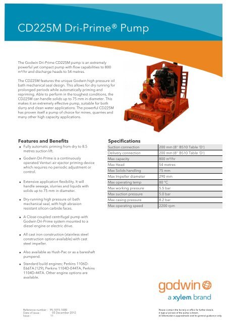CD225M Dri-PrimeÃ‚Â® Pump - Godwin Pumps