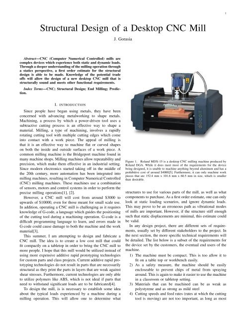 Structural Design of a Desktop CNC Mill