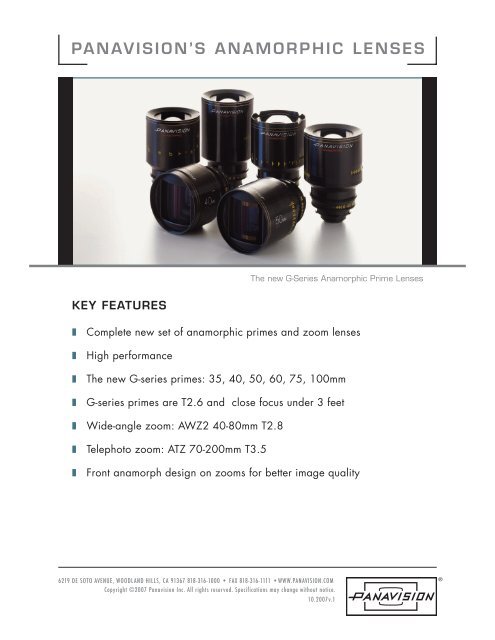 New Panavision Anamorphic Lenses Brochure