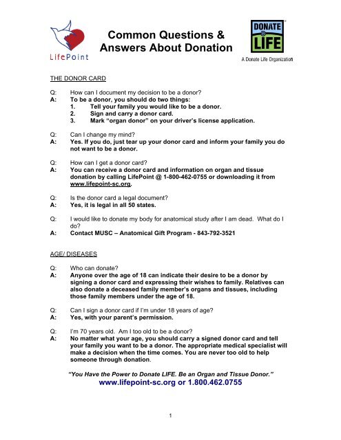 Questions about Organ Donation