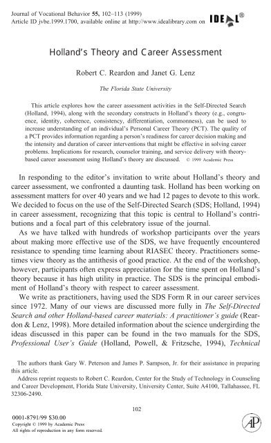 Holland's Theory and Career Assessment