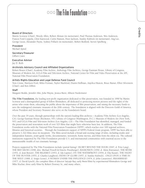 Acknowledgements - The Story of Movies