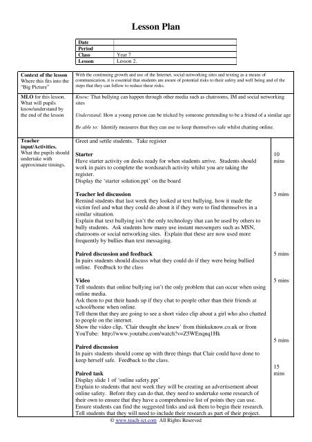 Lesson Plan - Teach ICT