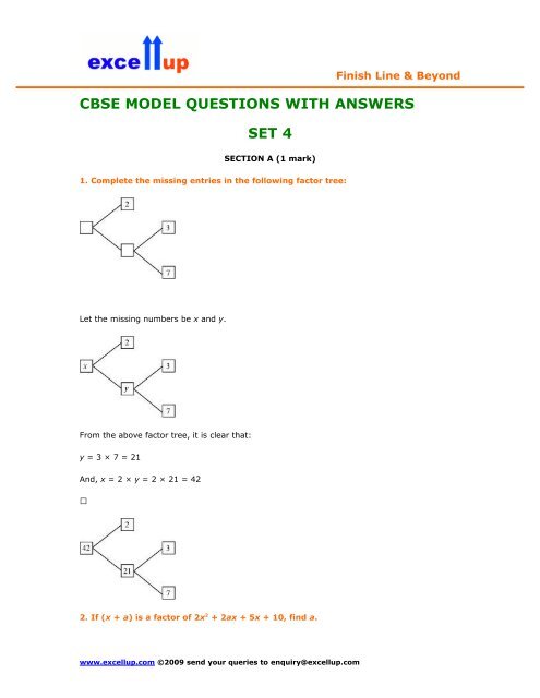 cbse model questions with answers set 4 - Excellup