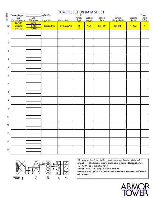 Self-Supporting Tower Mapping Form - Armor Tower, Inc.