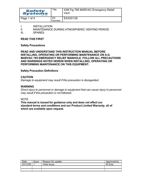 ES139[IOM Fig 785 Marvac Emergency Relief Vent]