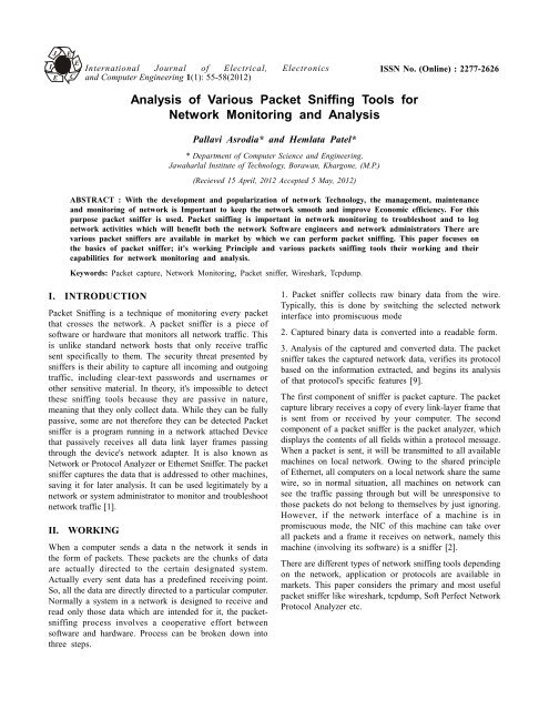 Analysis of Various Packet Sniffing Tools for Network Monitoring and ...