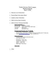 Dual Meet Score Sheets - Toledo YMCA Swimming