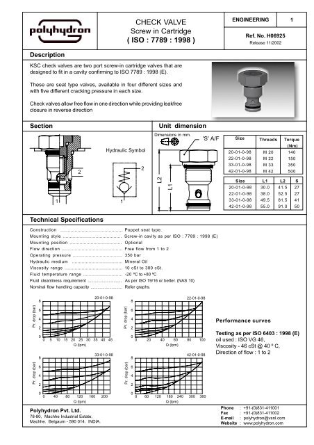 ISO : 7789 : 1998 - Polyhydron Group of Industries.