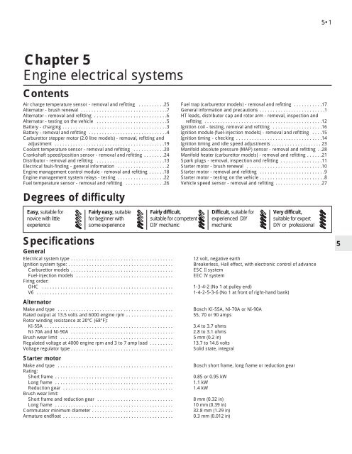 Chapter 5 Engine electrical systems - Ford Euro FAQ