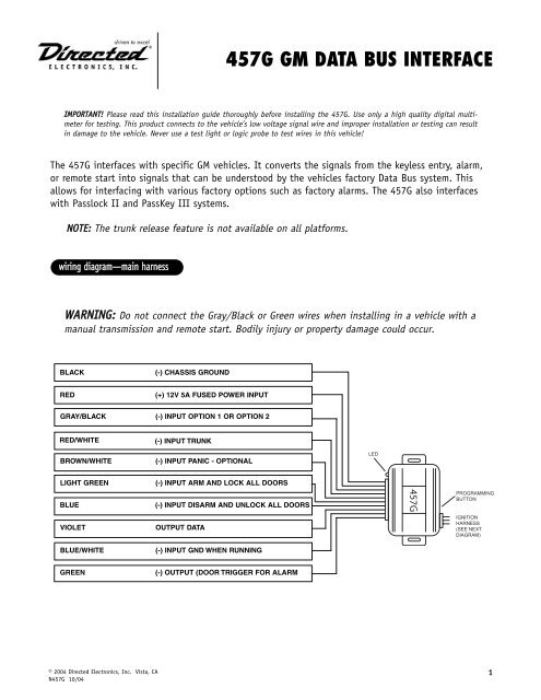 457G GM DATA BUS INTERFACE - DirectedDealers.com