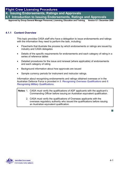 4. Issuing Endorsements - Civil Aviation Safety Authority