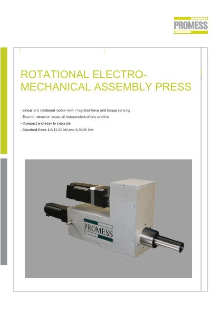 rotational electro- mechanical assembly press - Promess ...