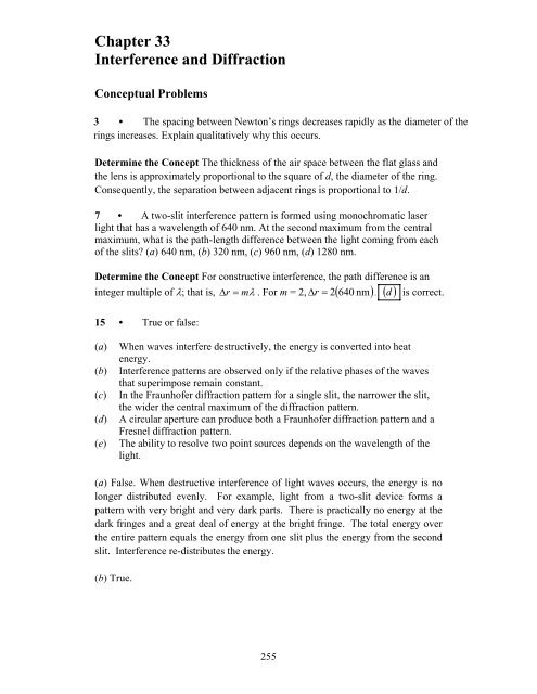 Chapter 33 Interference and Diffraction