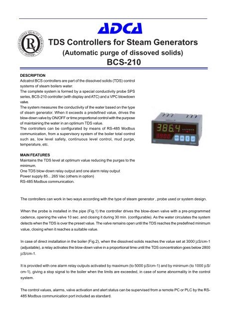 TDS Controllers for Steam Generators