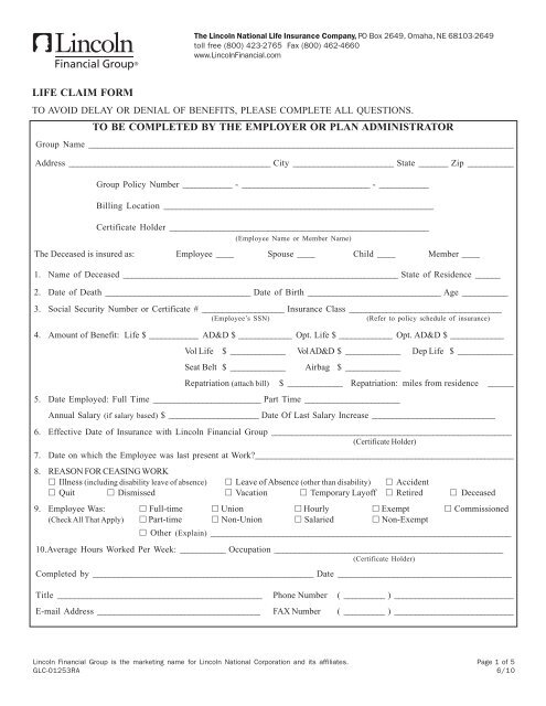 Life Claim Form - rgccisd