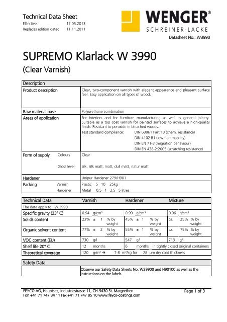 Technisches Merkblatt - FEYCO COATINGS