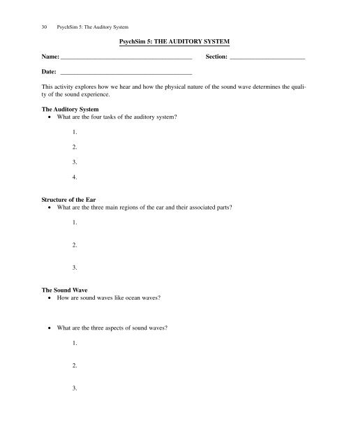 Psychsim 5 Worksheets
