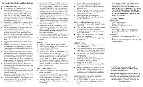 Swimming Pool Rules and Regulations - Department of Parks and ...