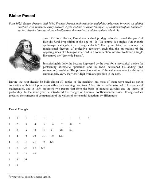 Blaise Pascal Roulette Machine