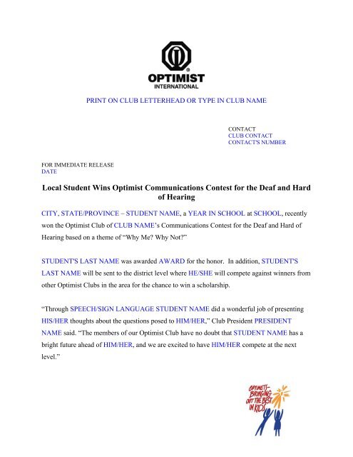 print on club letterhead or type in club name - the Tennessee District ...