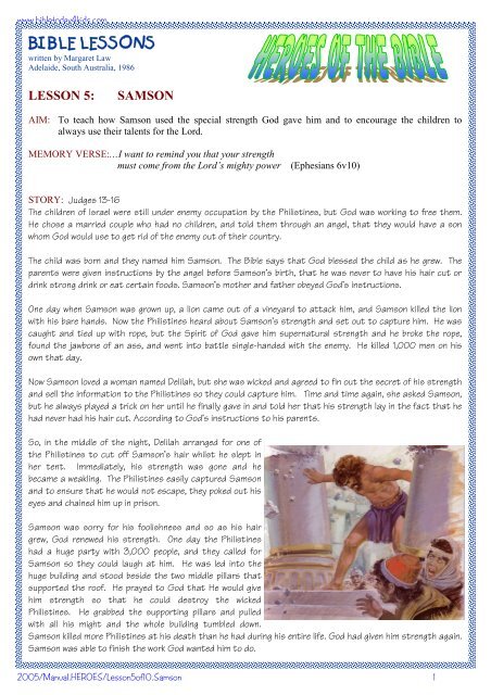 Lesson 5: Samson - Free Bible Lessons - Home