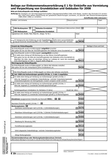 E1b- Beilage zur EinkommensteuererklÃ¤rung E 1 fÃ¼r ... - Formulare