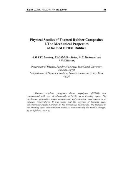 (I)-The Mechanical Properties of foamed EPDM Rubber - Eg-MRS