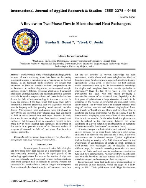 A Review on Two Phase Flow in Micro channel Heat Exchangers