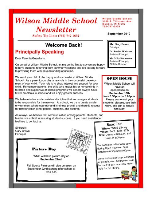Wilson Middle School Newsletter - Muncie Community Schools