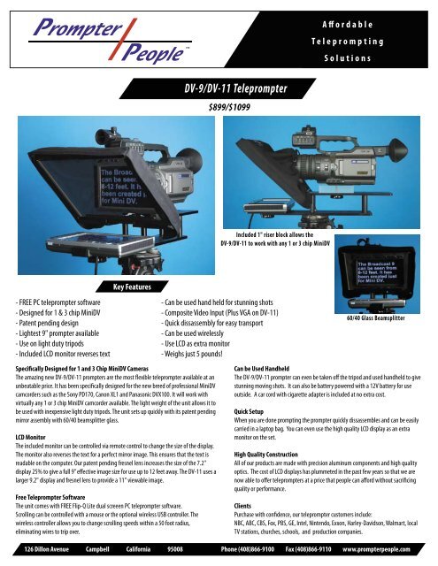 DV-9/DV-11 Teleprompter - PrompterPeople