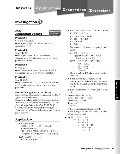 Answers Investigation 3 - 8thMathSouthwestMiddle