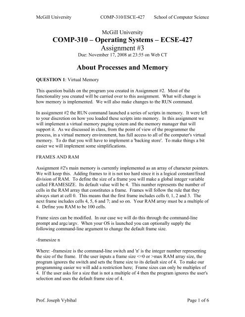 COMP-310 â Operating Systems â ECSE-427 Assignment #3 About ...