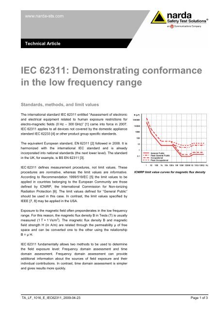 IEC 62311: Demonstrating conformance in the low ... - NARDA STS