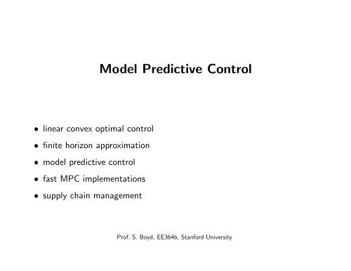 Model Predictive Control - Stanford University