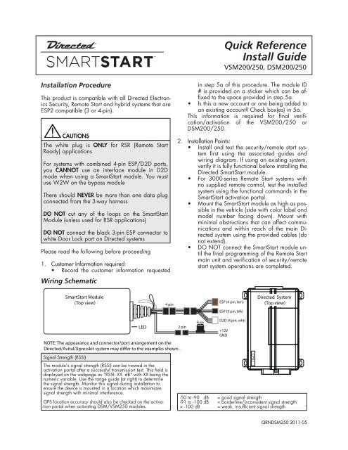 DSM250 Installation Guide - Directed Electronics, Inc.