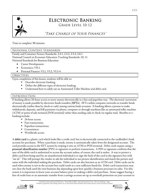 Electronic Banking Lesson Plan