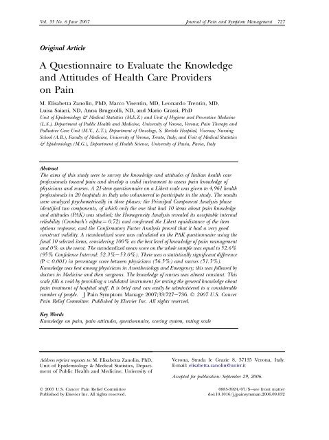 A Questionnaire to Evaluate the Knowledge and Attitudes of ... - IOV