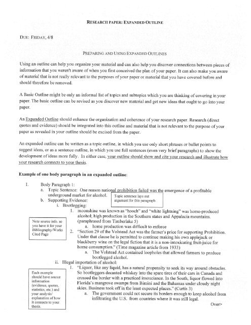 RESEARCH PAPER: EXPANDED OUTLINE