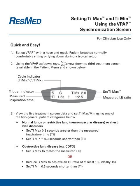 Setting Ti MaxÃ¢Â„Â¢ and Ti MinÃ¢Â„Â¢ Using the VPAP ... - ResMed