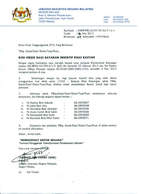 kod objek bagi bayaran insentif khas kastam - Jabatan Akauntan ...