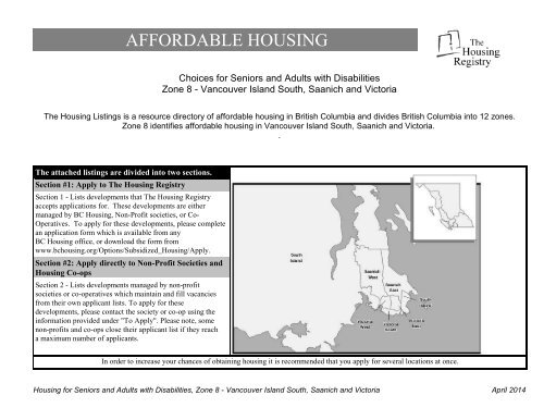 AFFORDABLE HOUSING - BC Housing