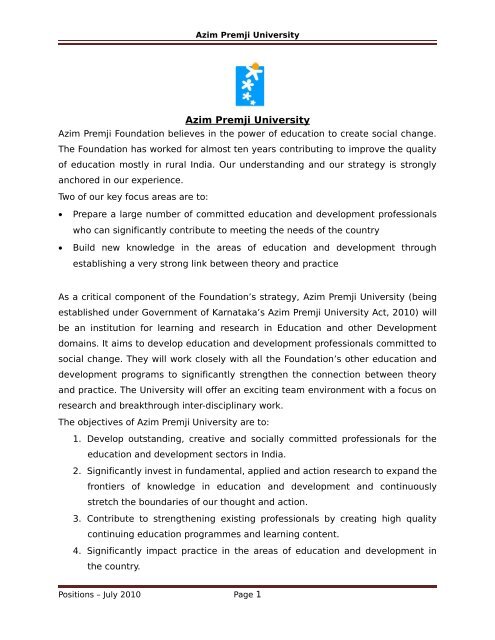 Azim Premji University - Azim Premji Foundation