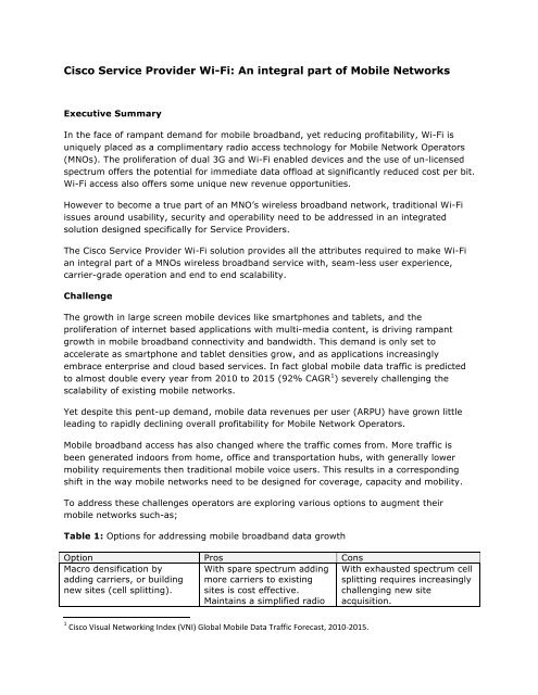 Cisco Service Provider Wi-Fi: An integral part of ... - Telecom Asia