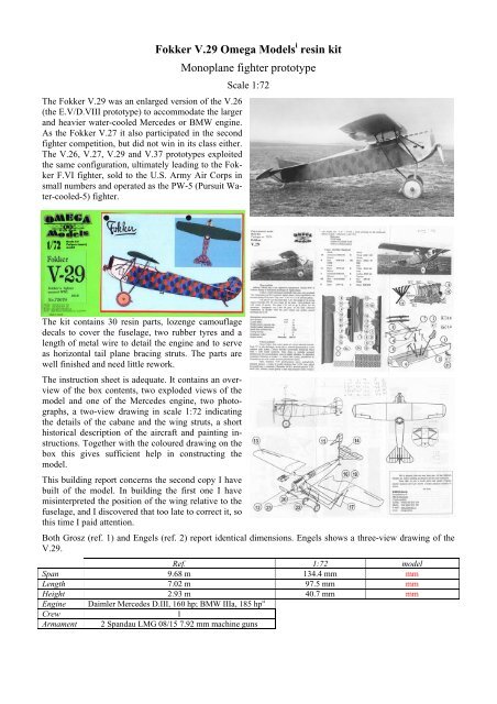 Fokker V.29 Omega Models resin kit Monoplane ... - hollandaircraft.nl