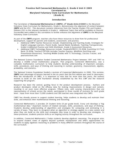 Prentice Hall Connected Mathematics 2, Grade 6 Unit ... - Pearson